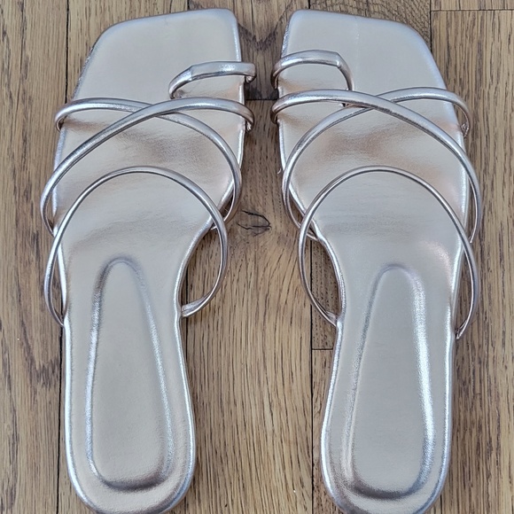 Shoes | Gold Slide Sandals | Poshmark